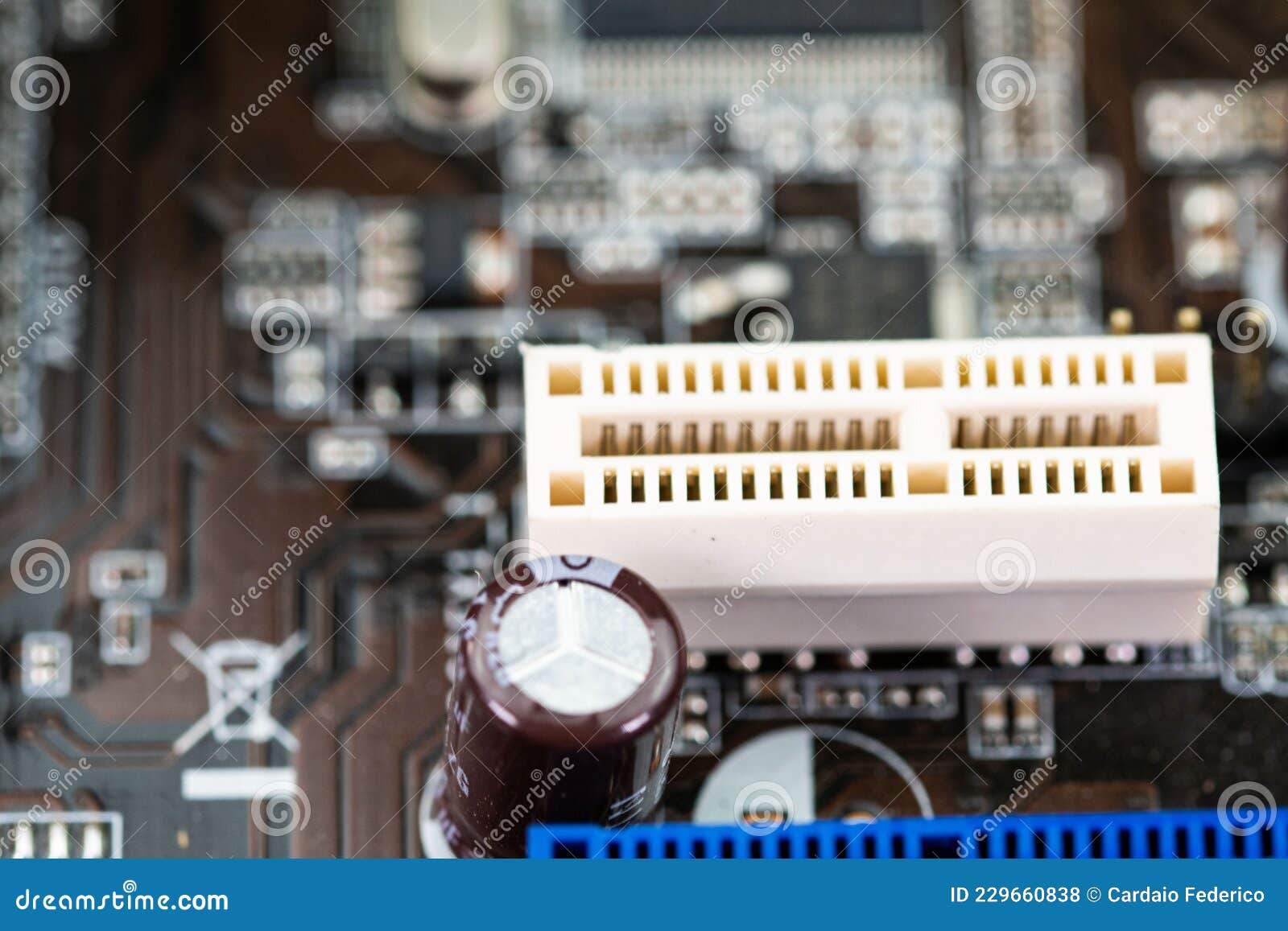 Connectors of a Computer Motherboard Stock Photo - Image of background ...