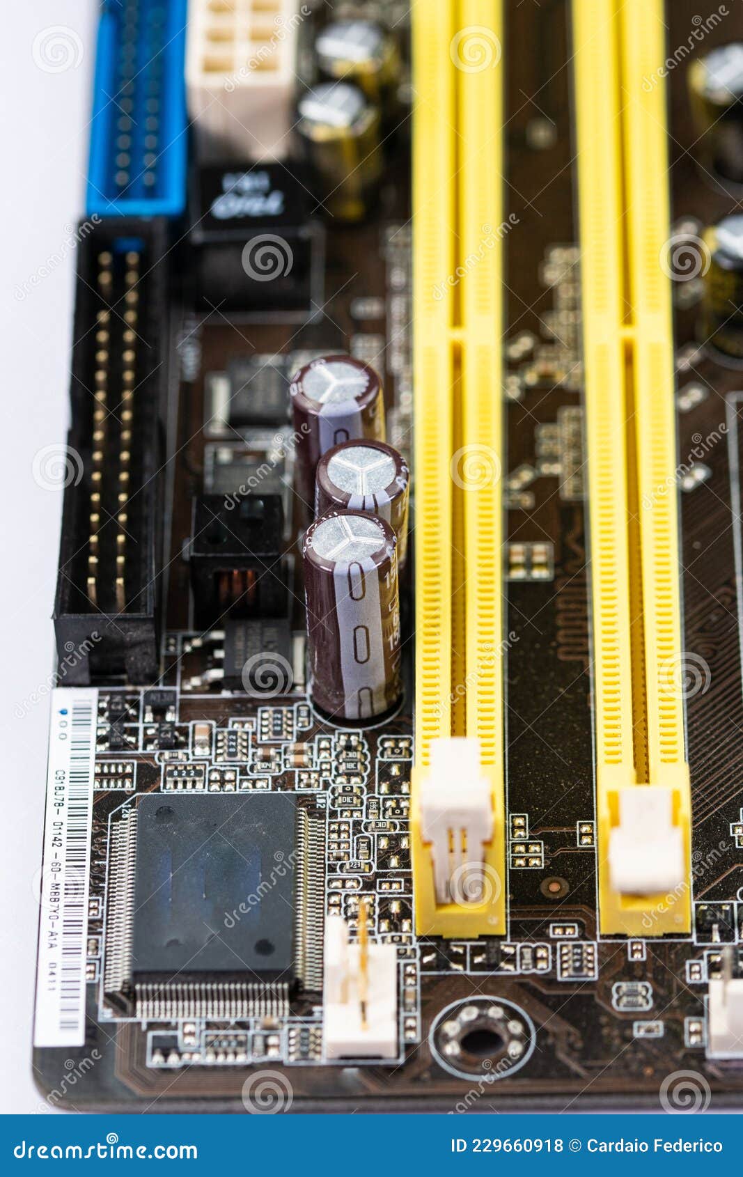 Connectors of a Computer Motherboard Stock Photo - Image of device ...