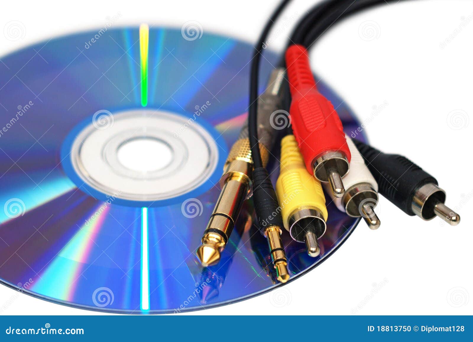 Connectors and the disc stock photo. Image of jack, close - 18813750