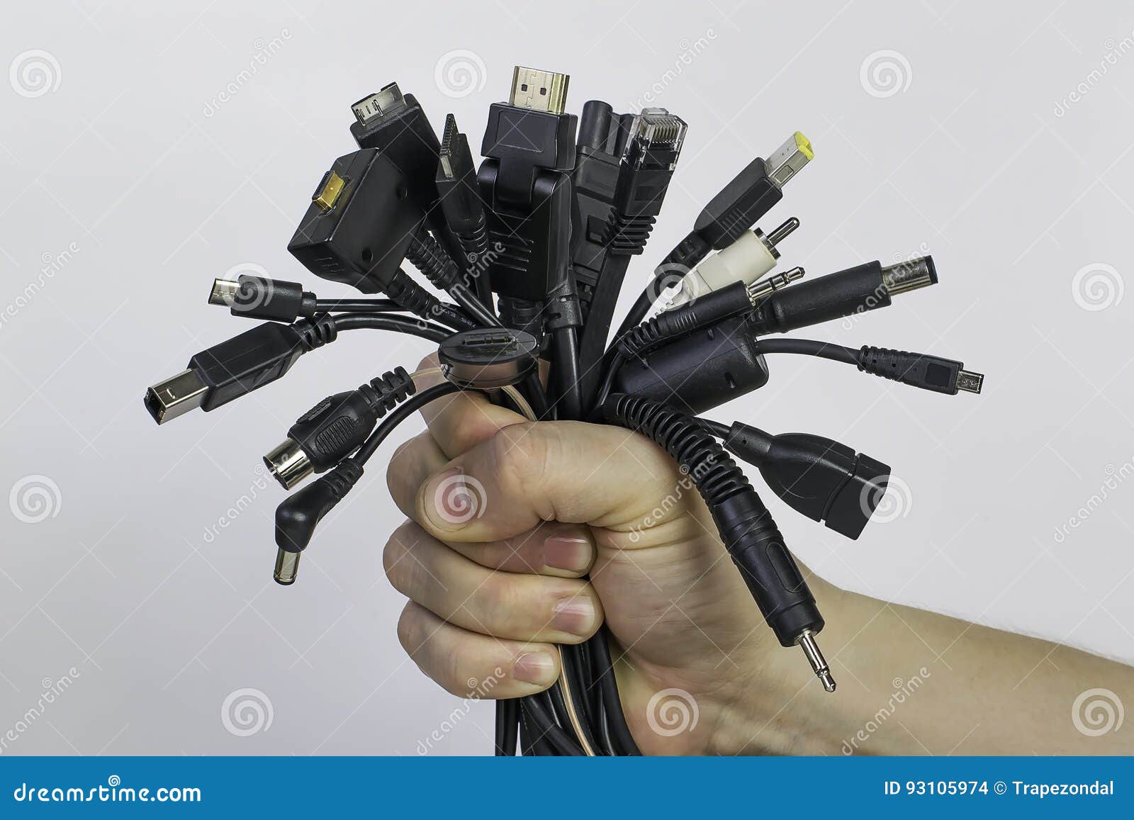 Connectors in the hand stock photo. Image of wires, technology - 93105974