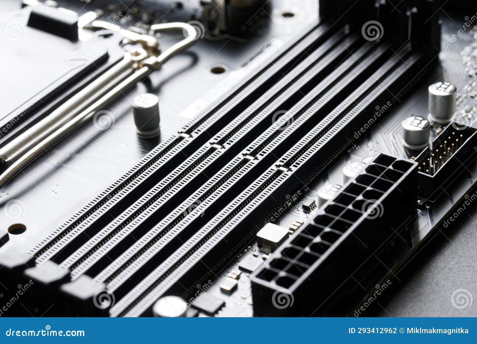 Connectors for Installing DDR5 RAM on the Motherboard of a Modern ...