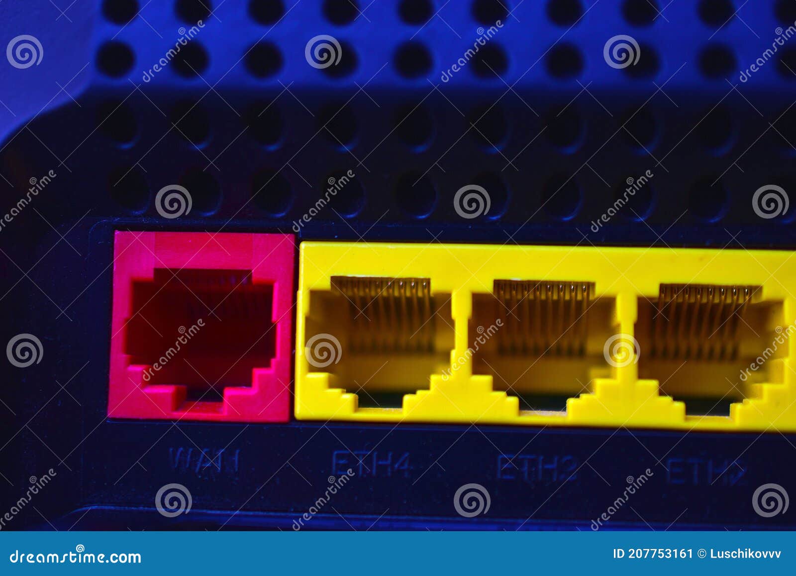 Connectors for Internet Cable Wan and Lan Router Stock Image - Image of ...