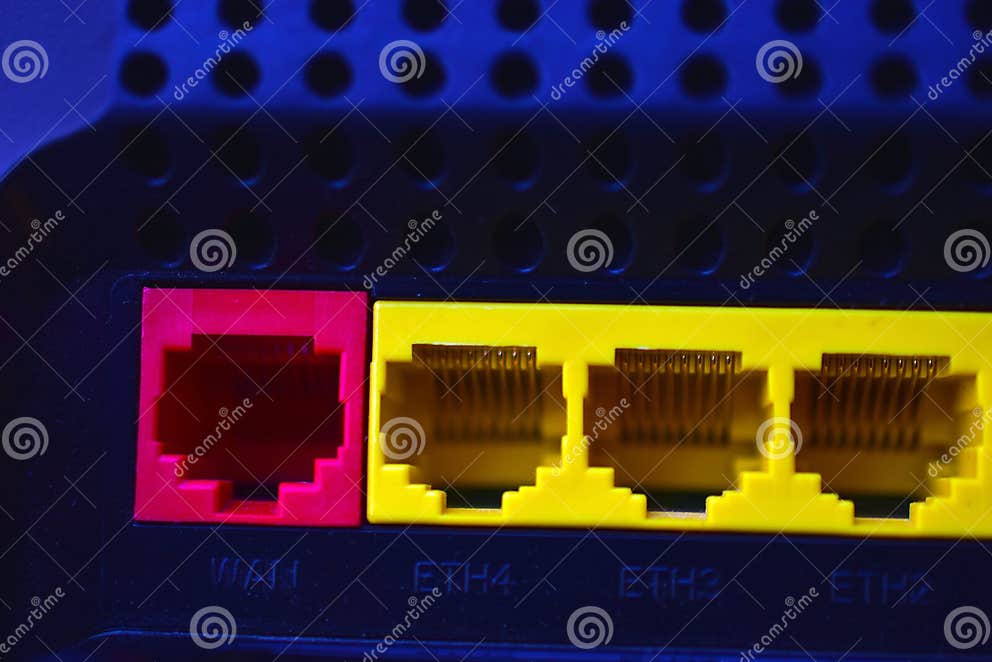 Connectors for Internet Cable Wan and Lan Router Stock Image - Image of ...