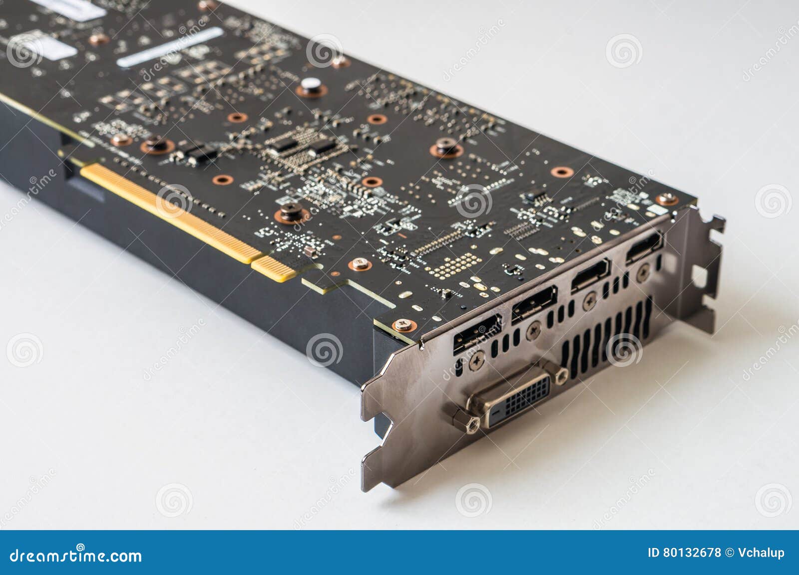 Connectors and Ports of Modern PCI Computer Videocard Stock Photo ...