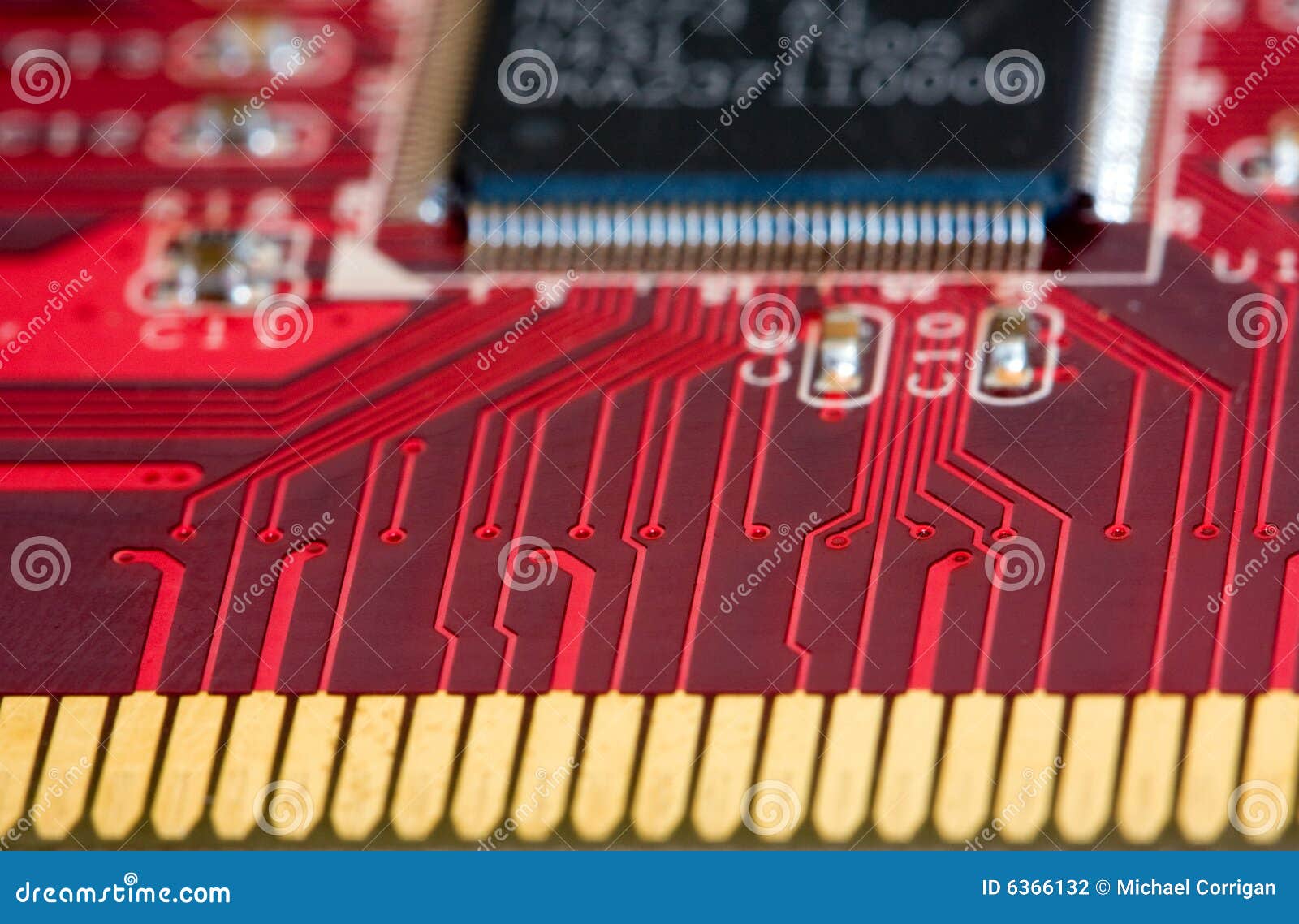 Connectors on a Red Pwb Circuit Board Stock Photo - Image of lines ...