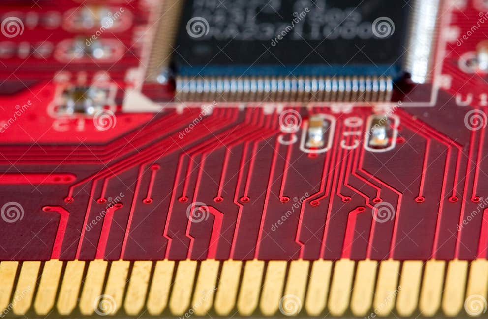 Connectors on a Red Pwb Circuit Board Stock Photo - Image of lines ...