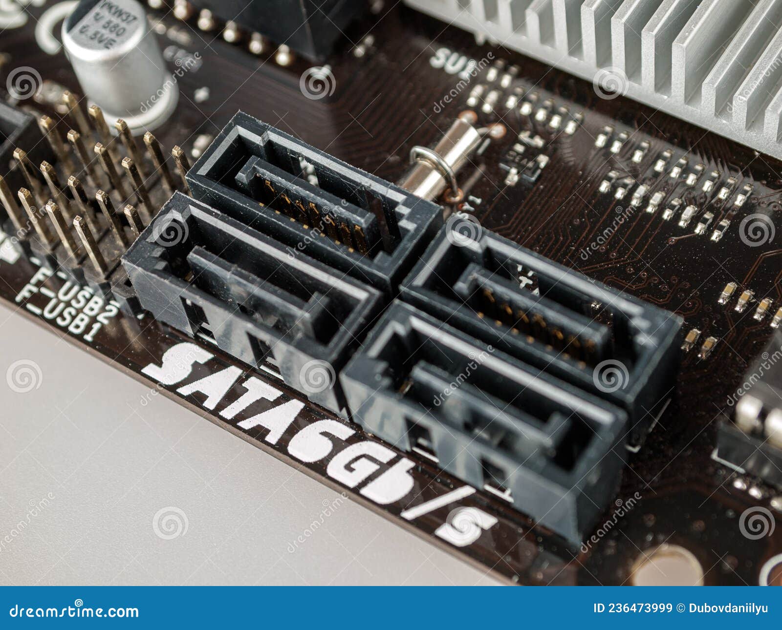 Connectors Slots For Connecting Data Storage Drives To The Motherboard Of A Desktop Computer