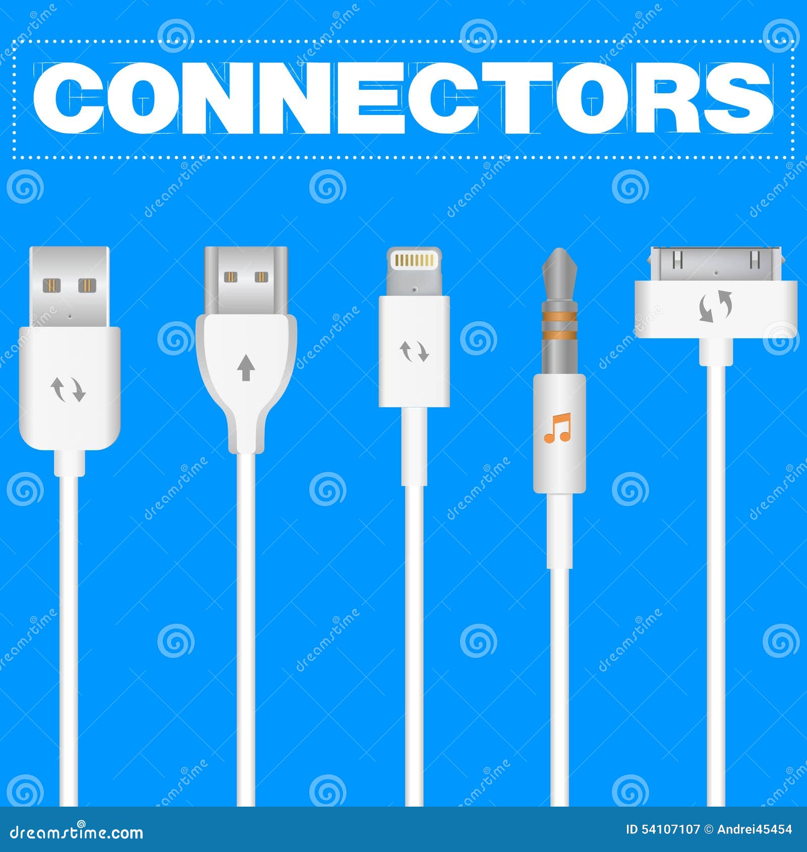 Connectors and Sockets for PC and Mobile Devices Stock Illustration ...