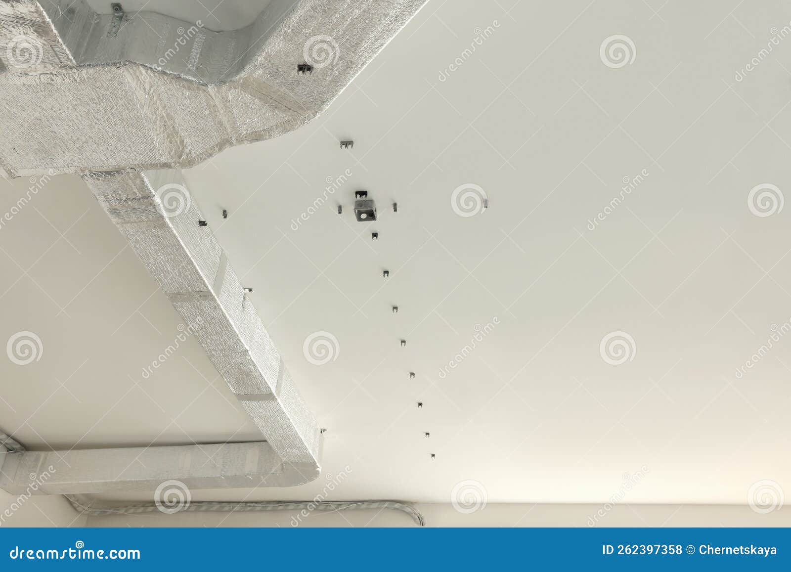 Connectors for Wires and Ventilation System on Ceiling Indoors Stock ...