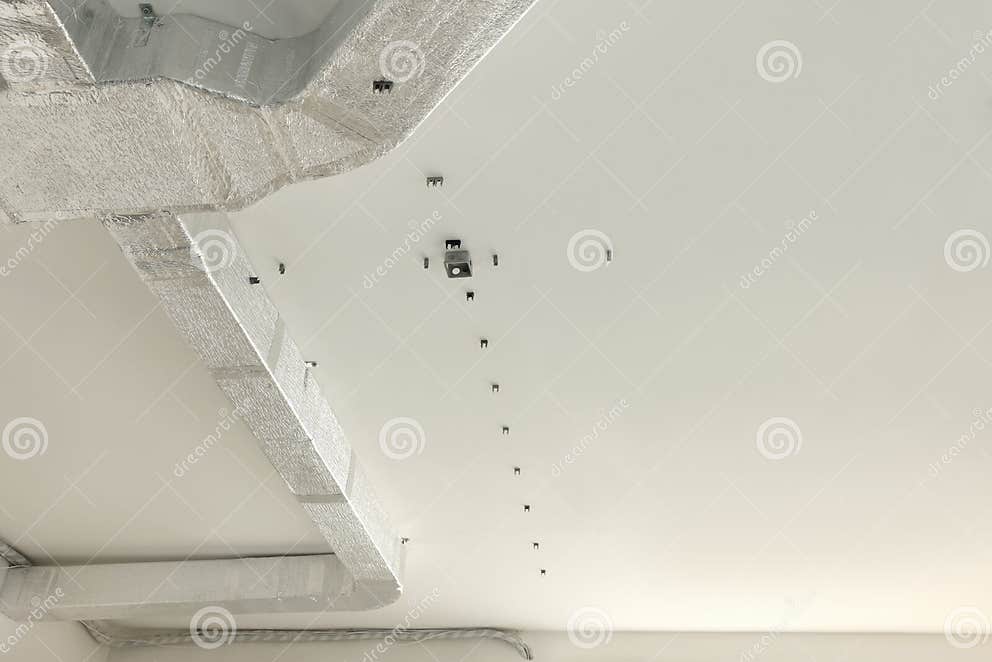 Connectors for Wires and Ventilation System on Ceiling Indoors Stock ...