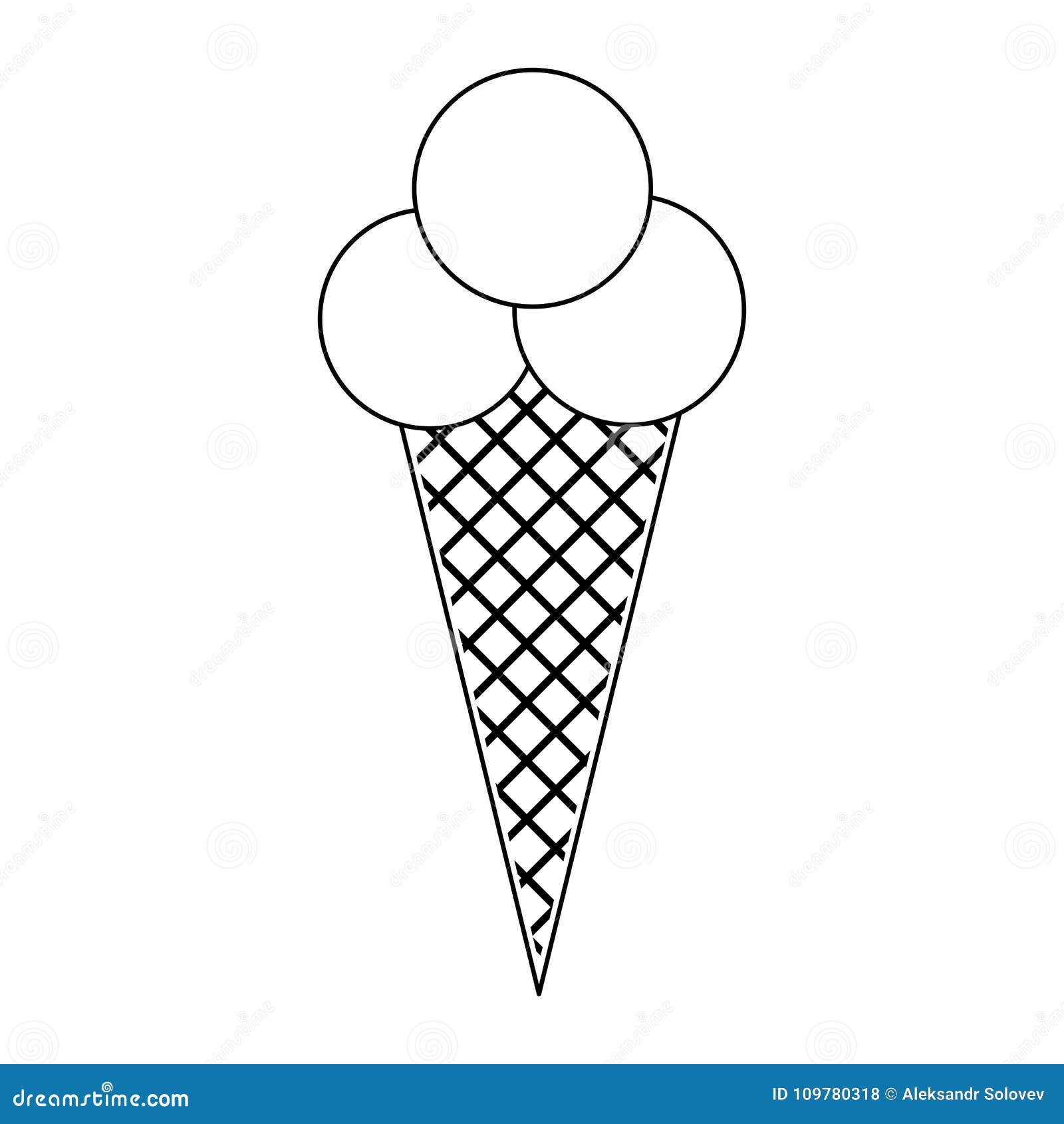 Cono De Helado En Blanco Y Negro Ilustración del Vector - Ilustración ...