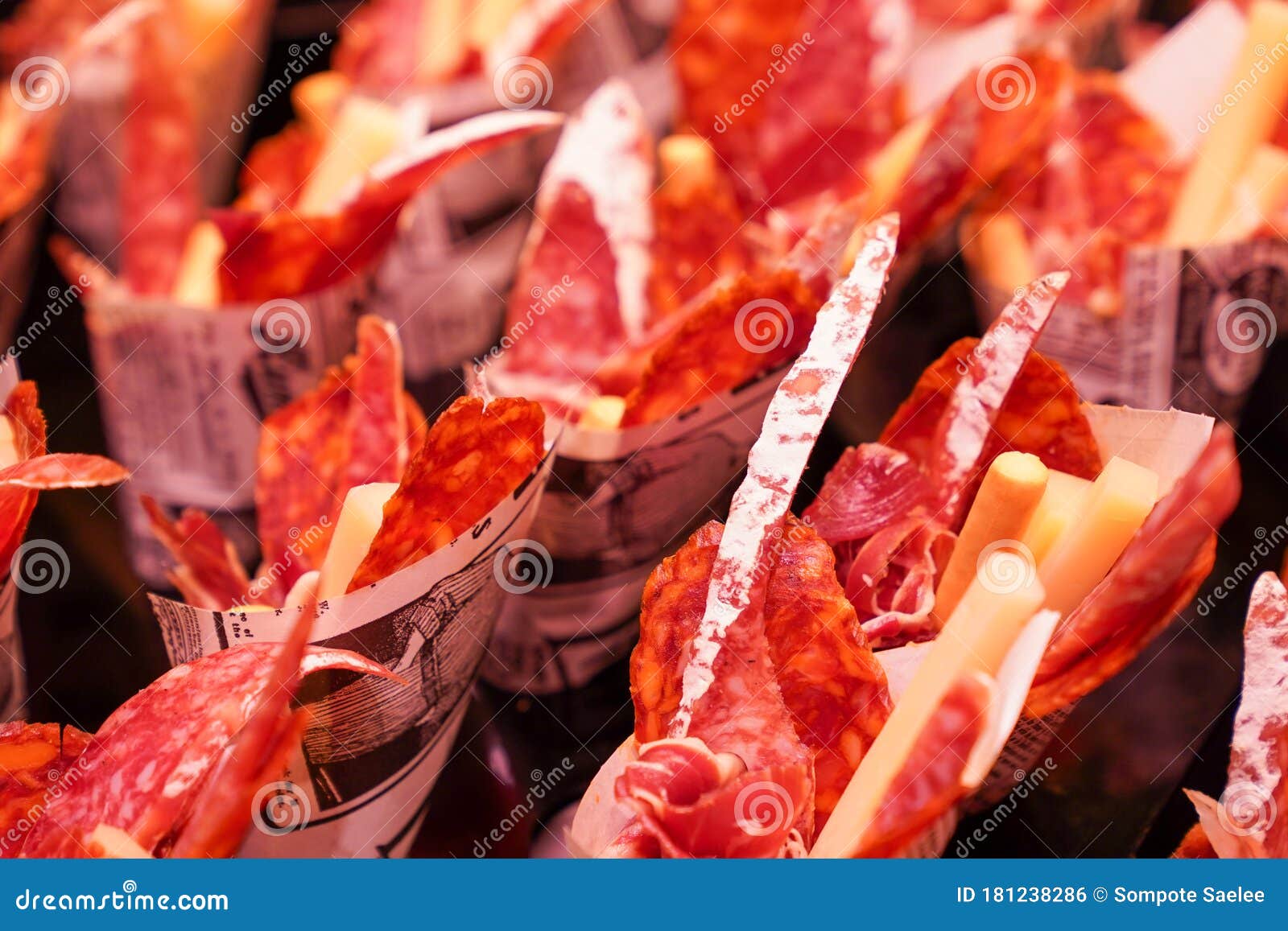Cono Mixto De Jamon ( the Cone of Jamon Meat and Cheese ) Stock Photo ...