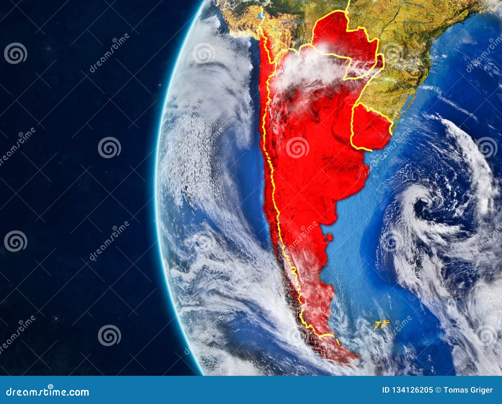 Cono Sur En El Globo Del Espacio Stock de ilustración - Ilustración de ...