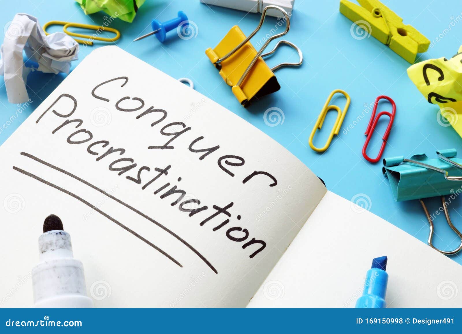 Conquer Procrastination Phrase in the Reminder. Stock Photo - Image of ...