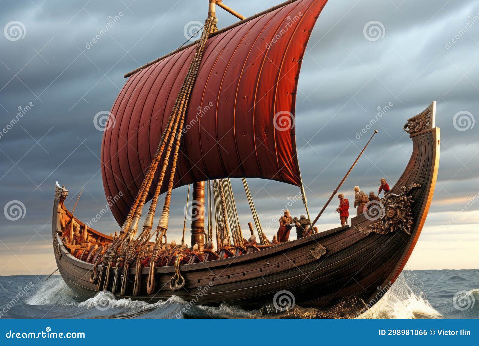 Conquering the Waves: Sailing Ship of Ancient Navigators at Sea Stock ...