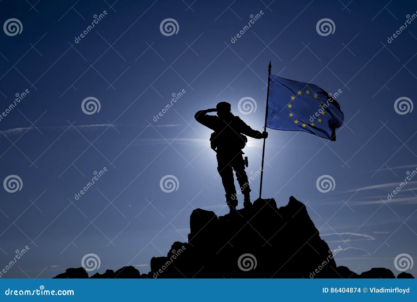 Conqueror with a flag stock photo. Image of patriotic - 86404874