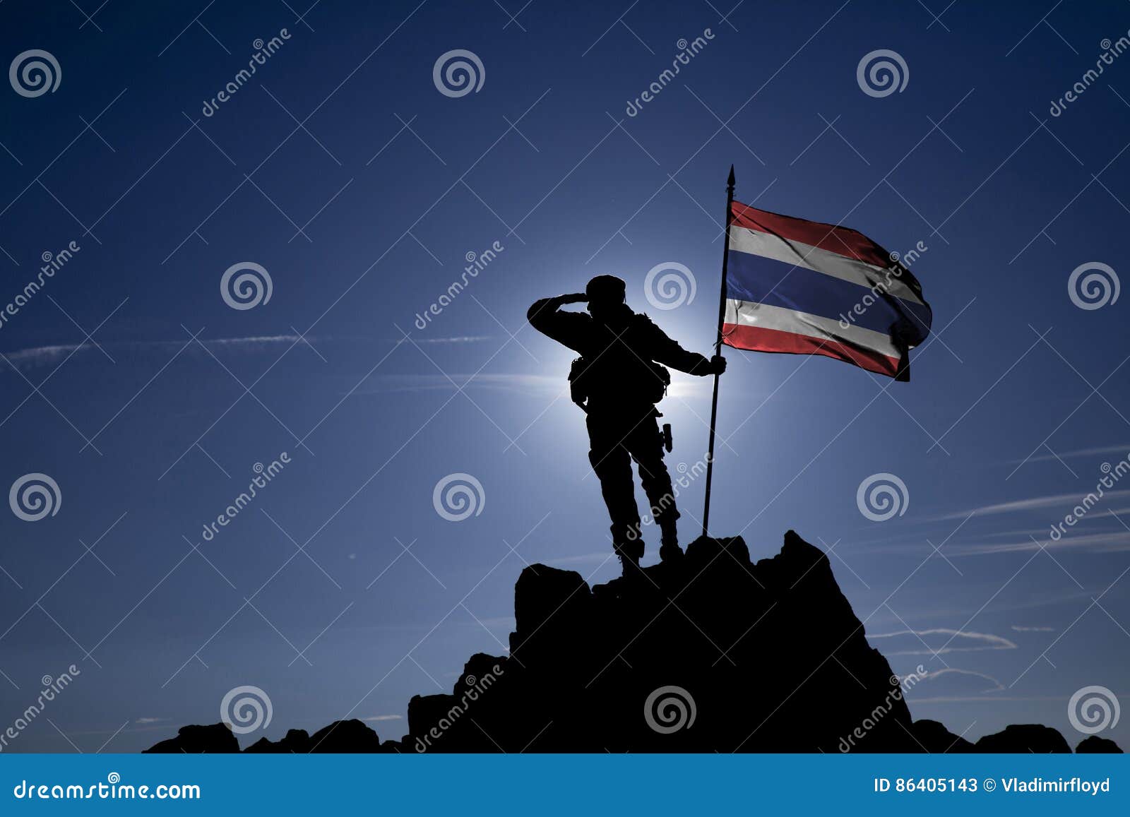 Conqueror with a flag stock image. Image of symbol, mountain - 86405143