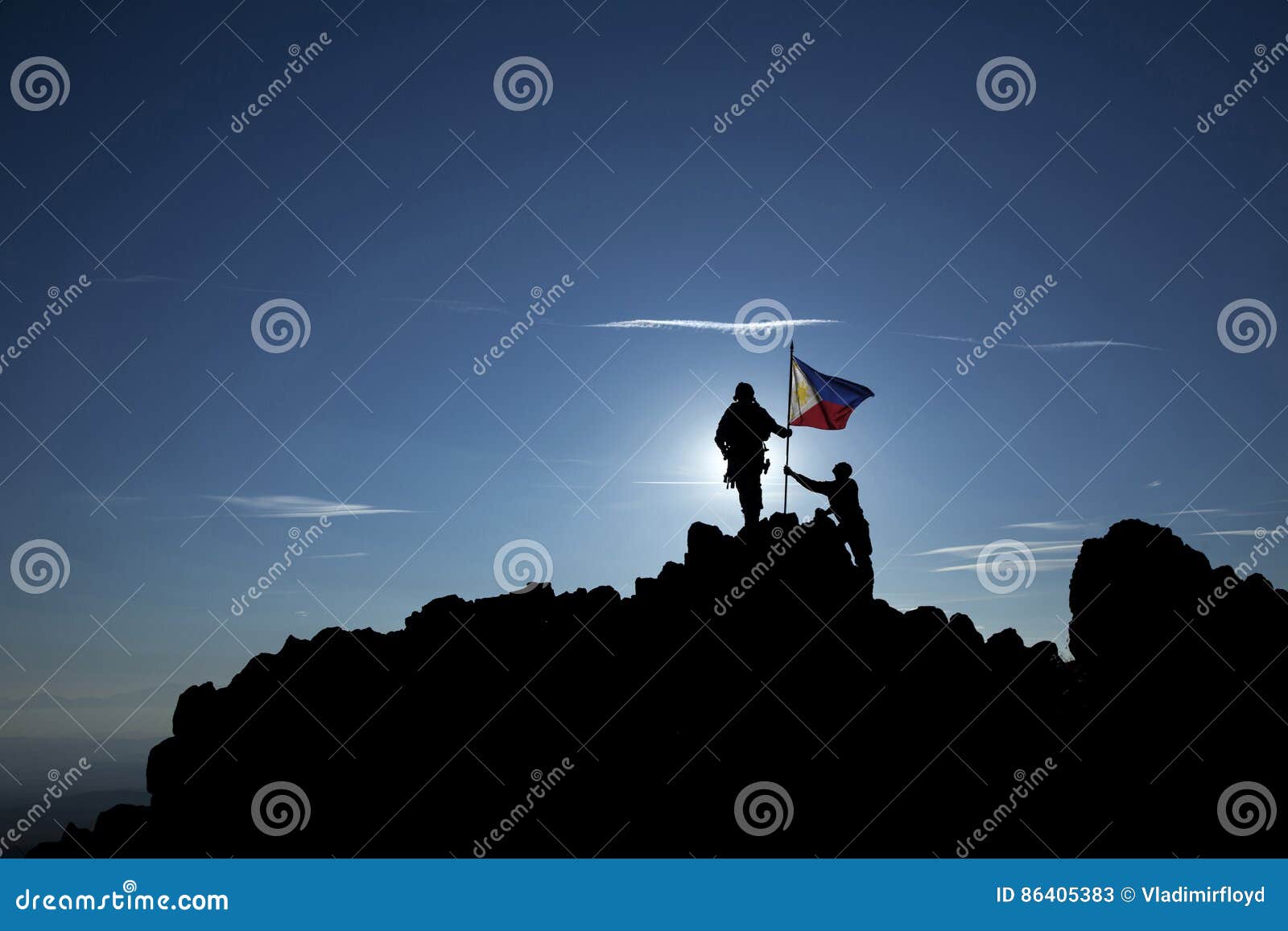 Conquerors with a flag stock image. Image of philippine - 86405383
