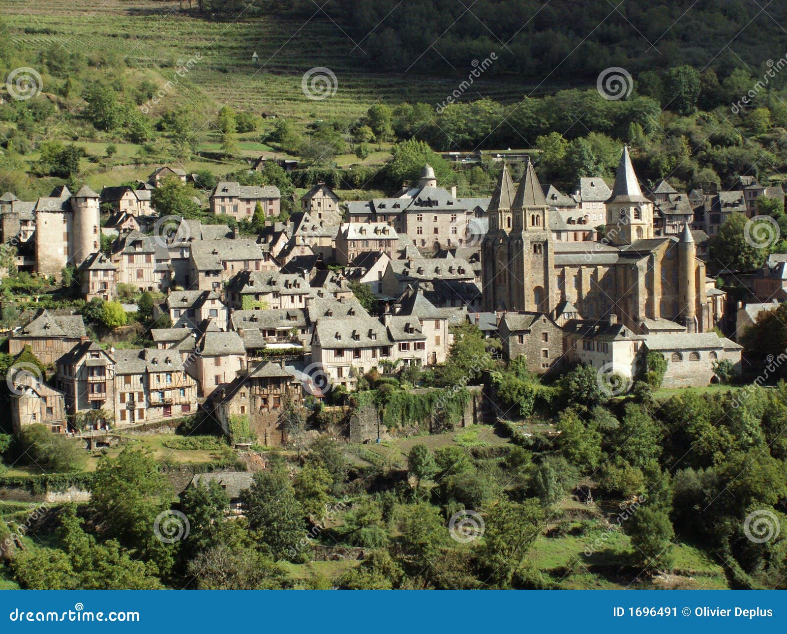 Conques stock image. Image of aveyron, france, view, village - 1696491