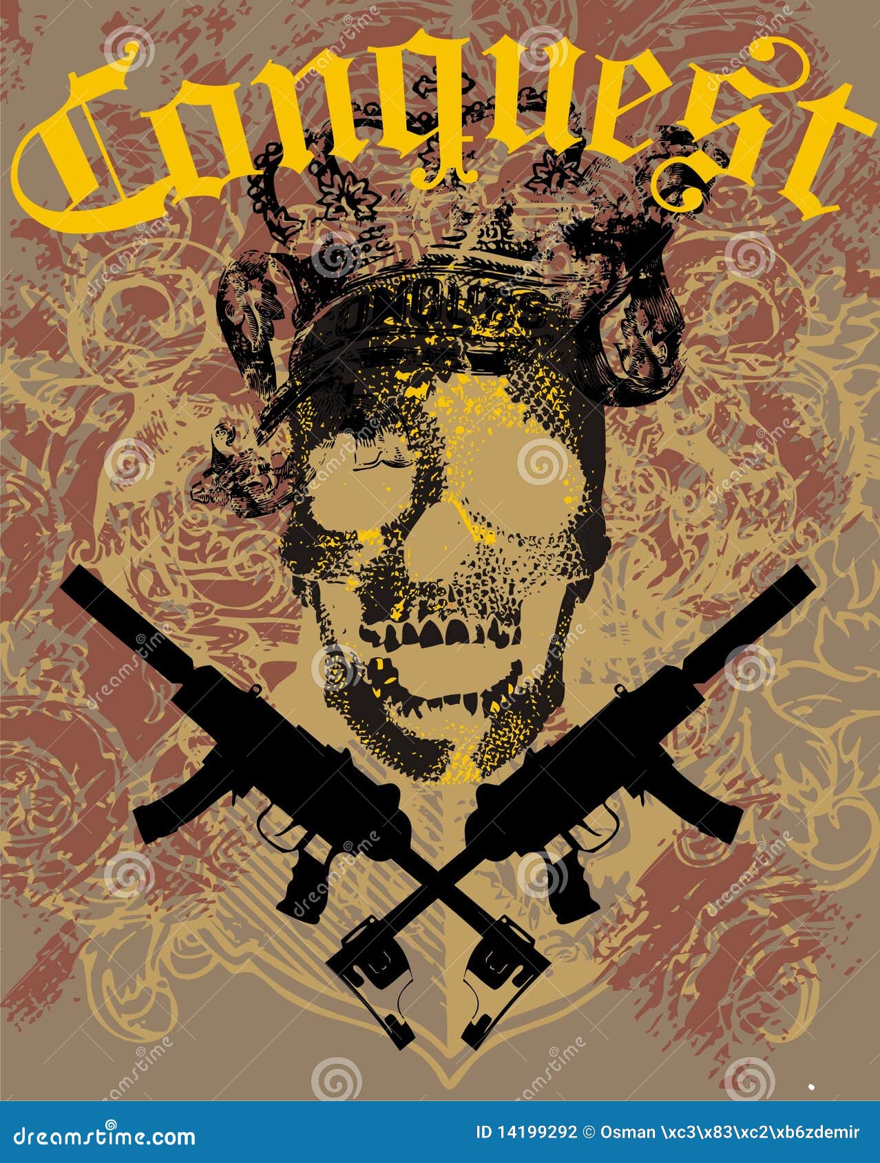 Conquest and skull stock vector. Illustration of background - 14199292