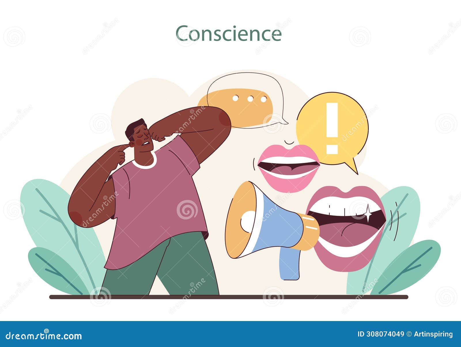 Conscience Concept. Individual Facing a Call To Conscience, Represented ...