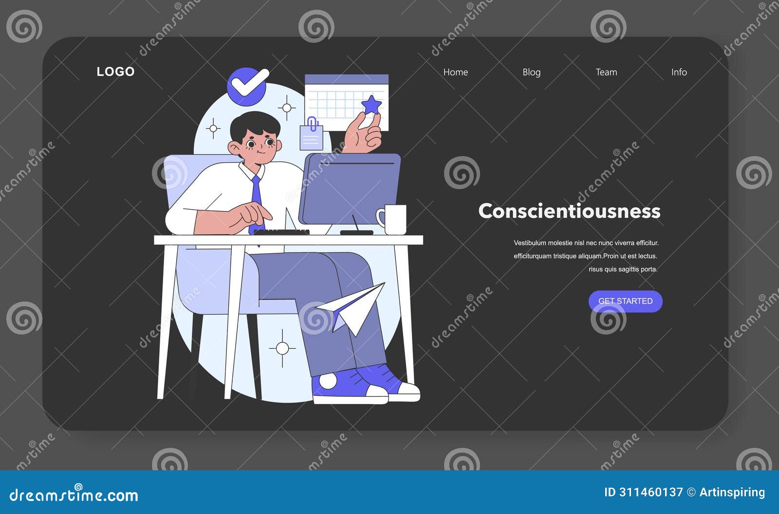 Conscientiousness Aspect of the Big Five Personality. Flat Vector ...