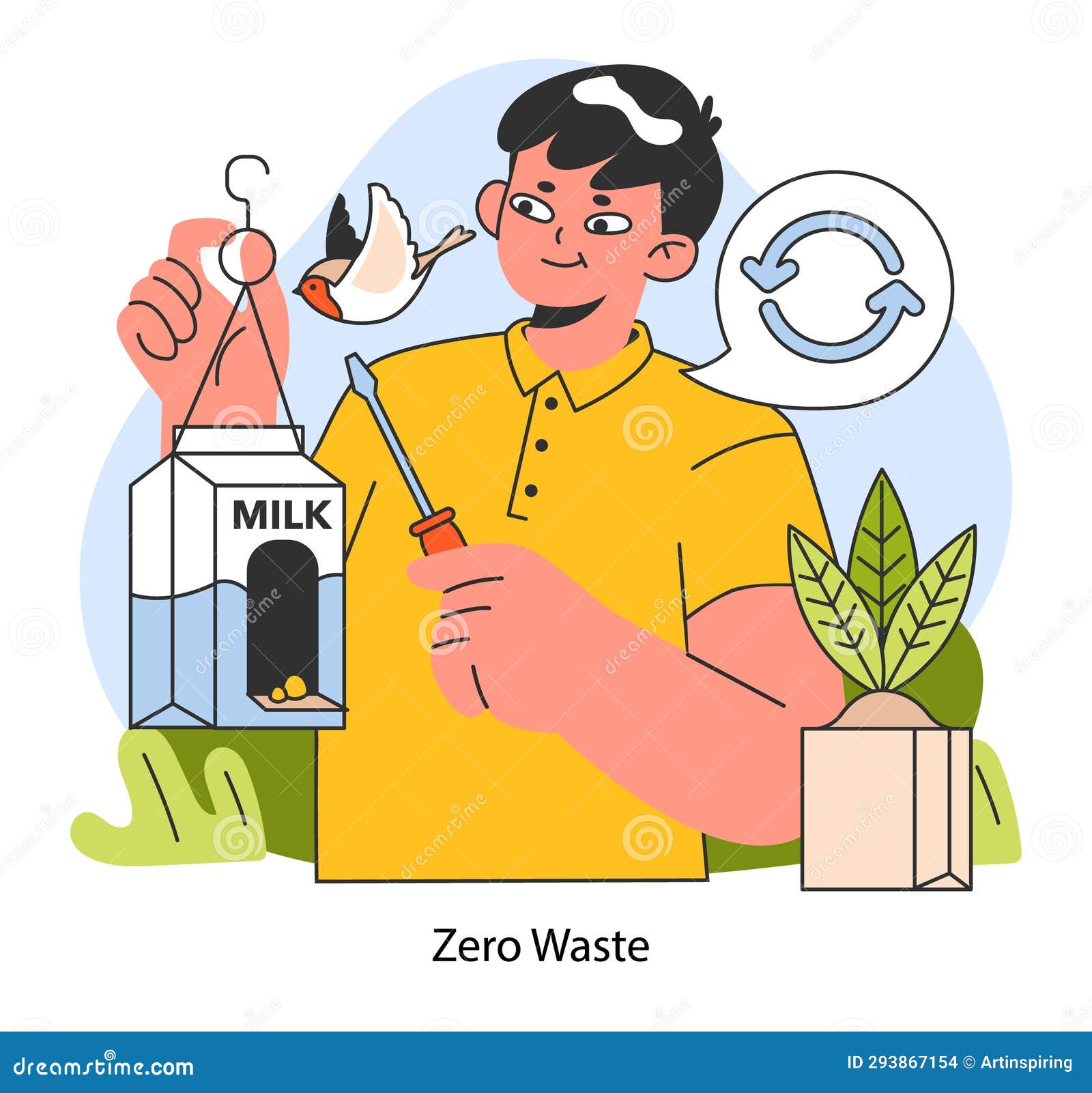 Conscious Consumption. Character with Eco-friendly Life-style Stock ...