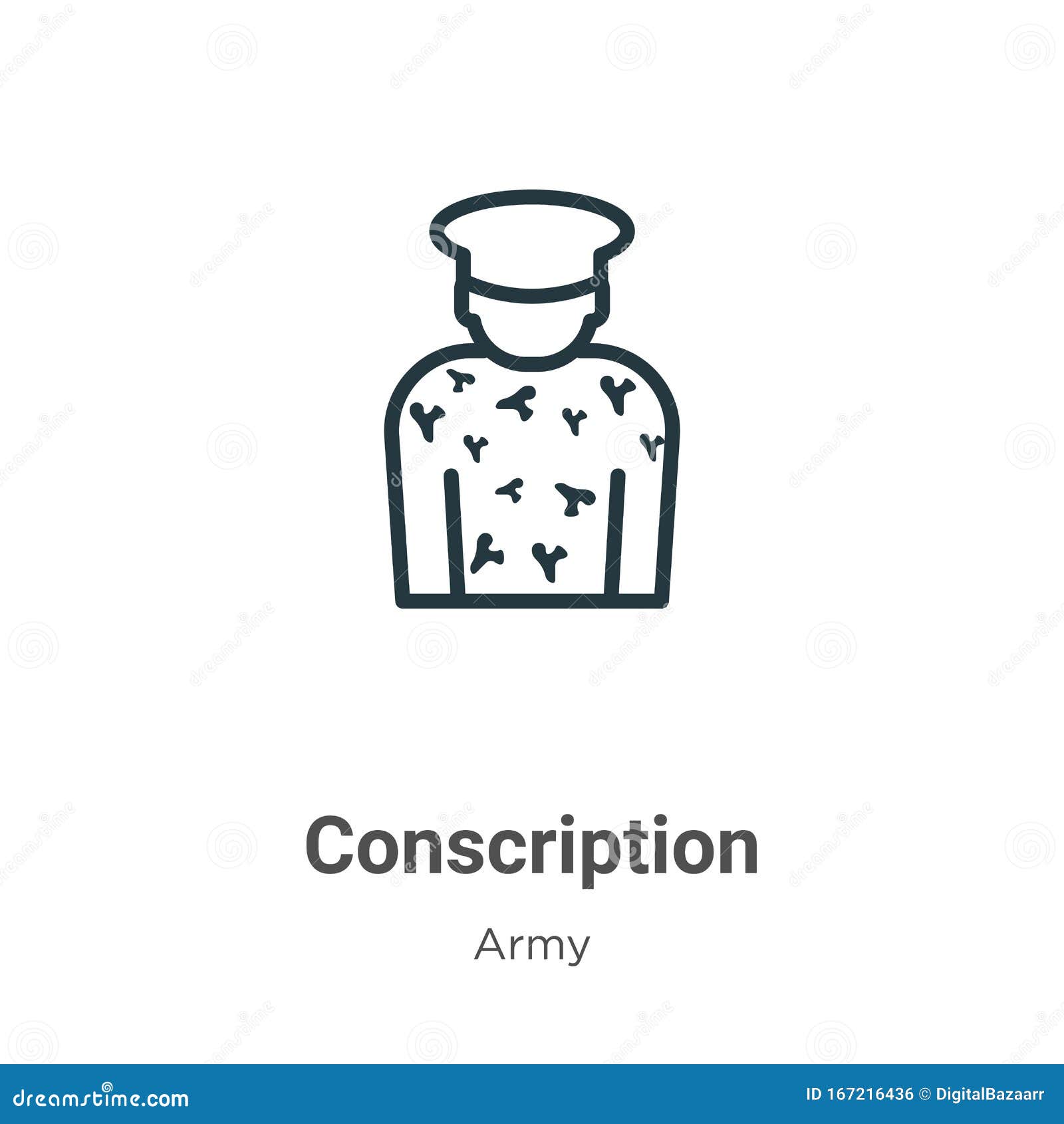 Conscription Outline Vector Icon. Thin Line Black Conscription Icon ...