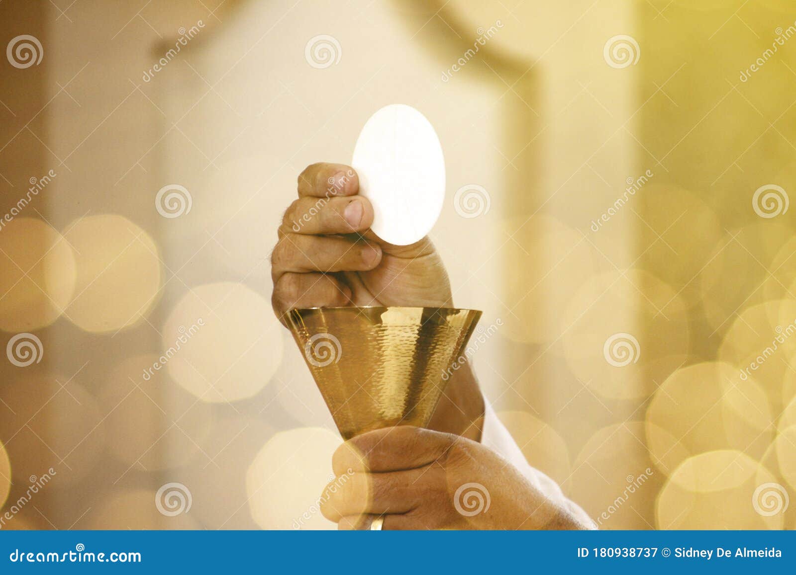 Consecration of Bread and Wafer Wine Stock Image - Image of golden ...