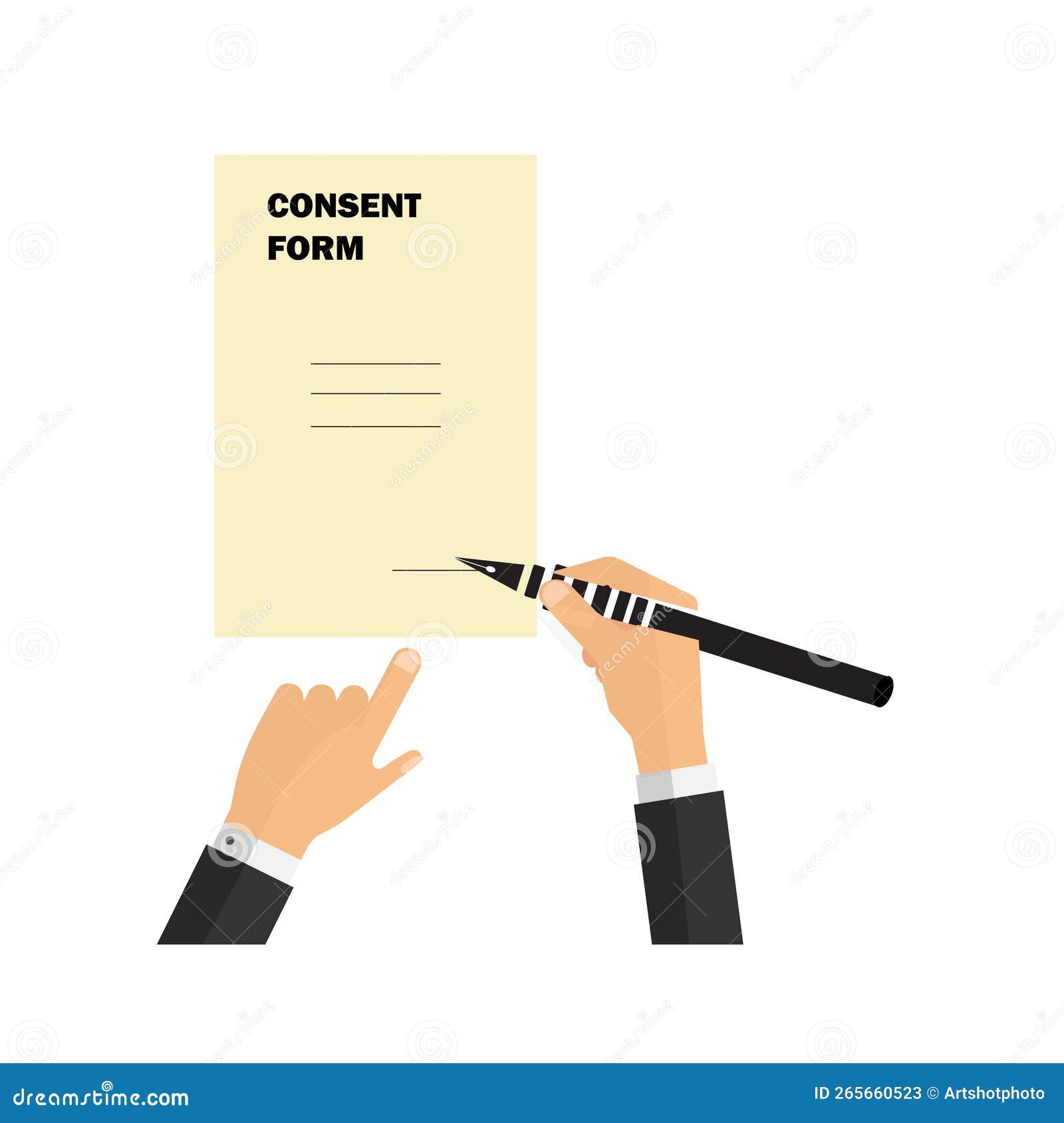 Hands of a Person Signing a Consent Form Stock Illustration ...