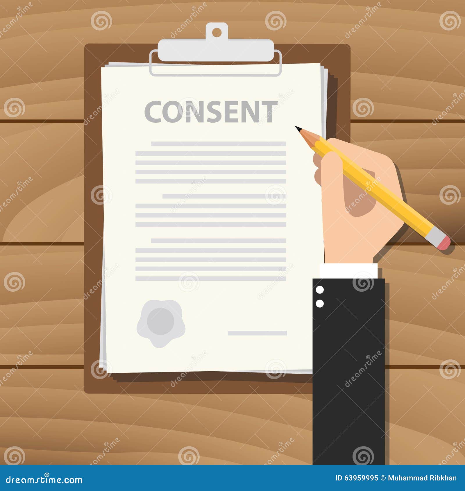 Consent Information Sign Document Paper Clipboard Stock Vector ...