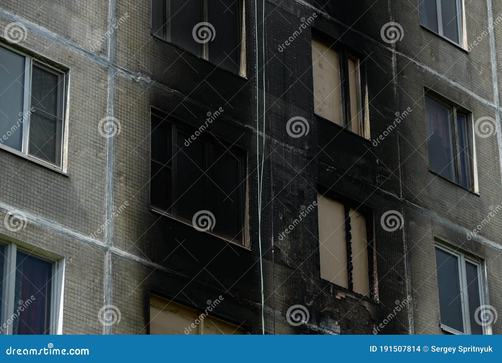 Consequences of a Fire in a Residential Building. Soot on the Facade of ...