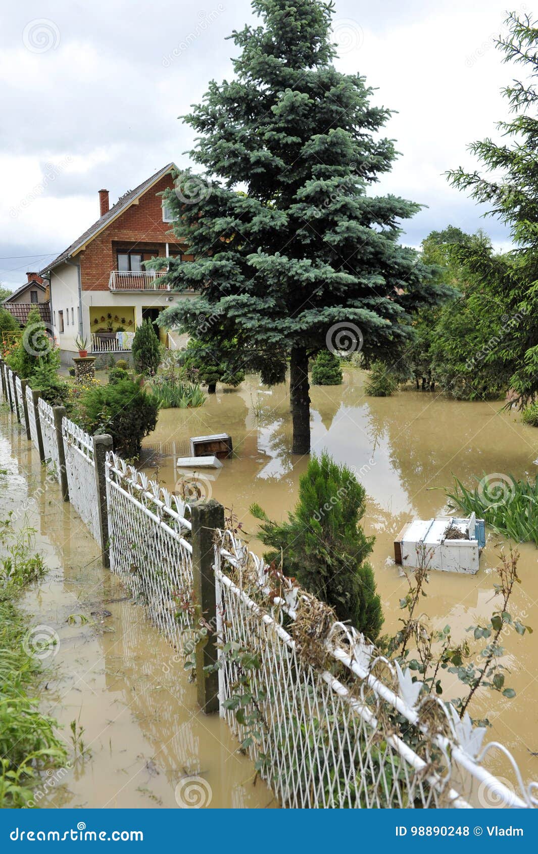 The Consequences of Flooding, Flooded House. Stock Photo - Image of ...