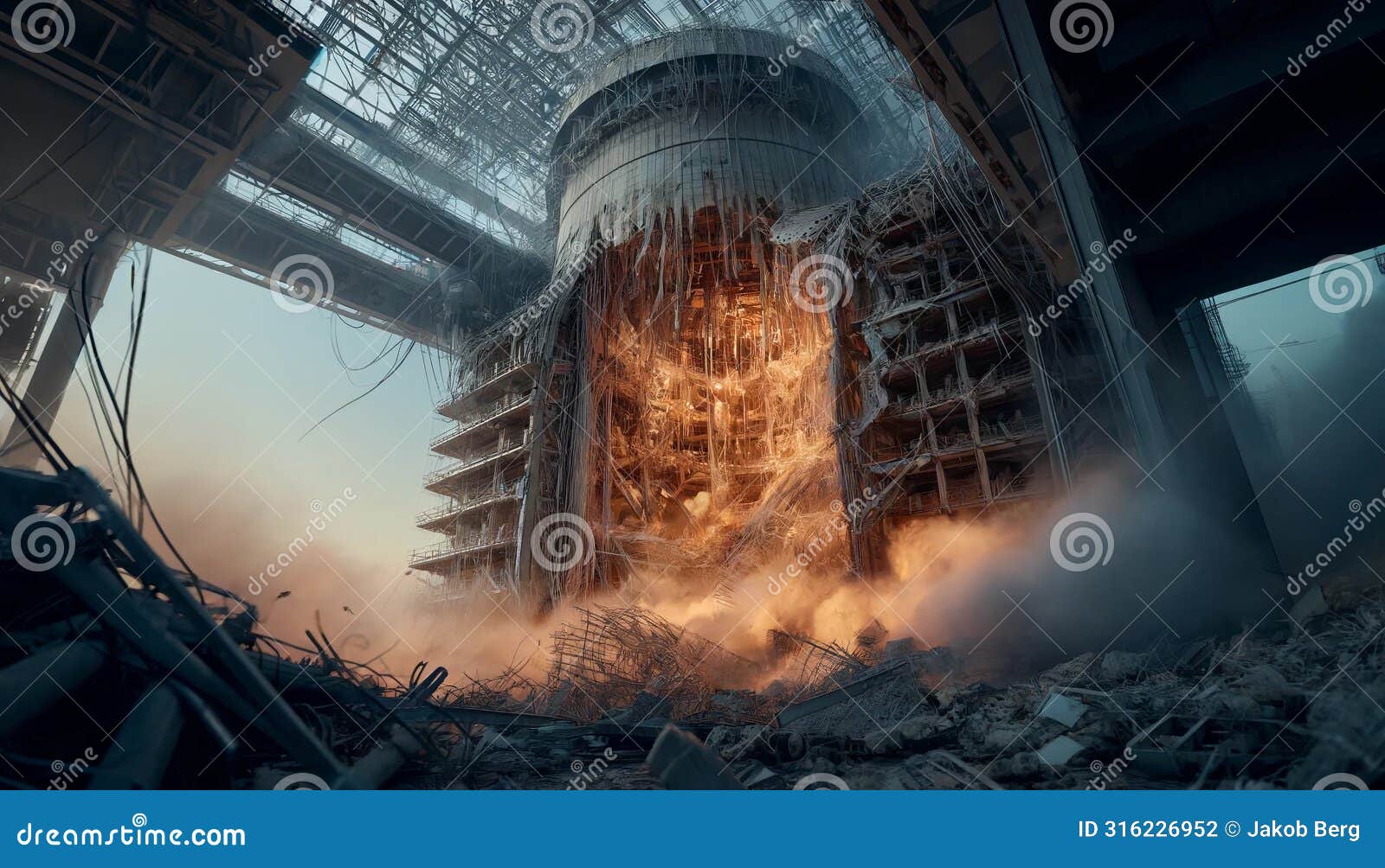 Consequences of a Nuclear Power Plant Explosion. Stock Photo - Image of ...