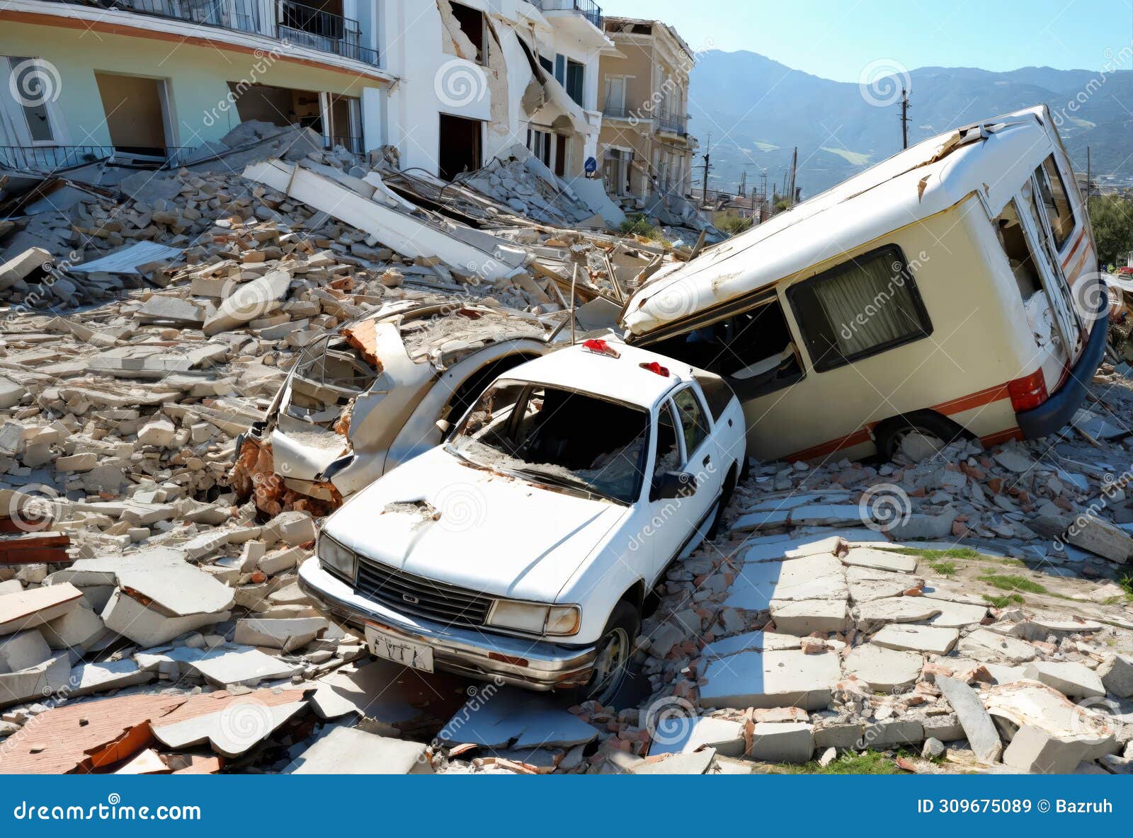 Consequences of a Powerful Earthquake in City Stock Illustration ...