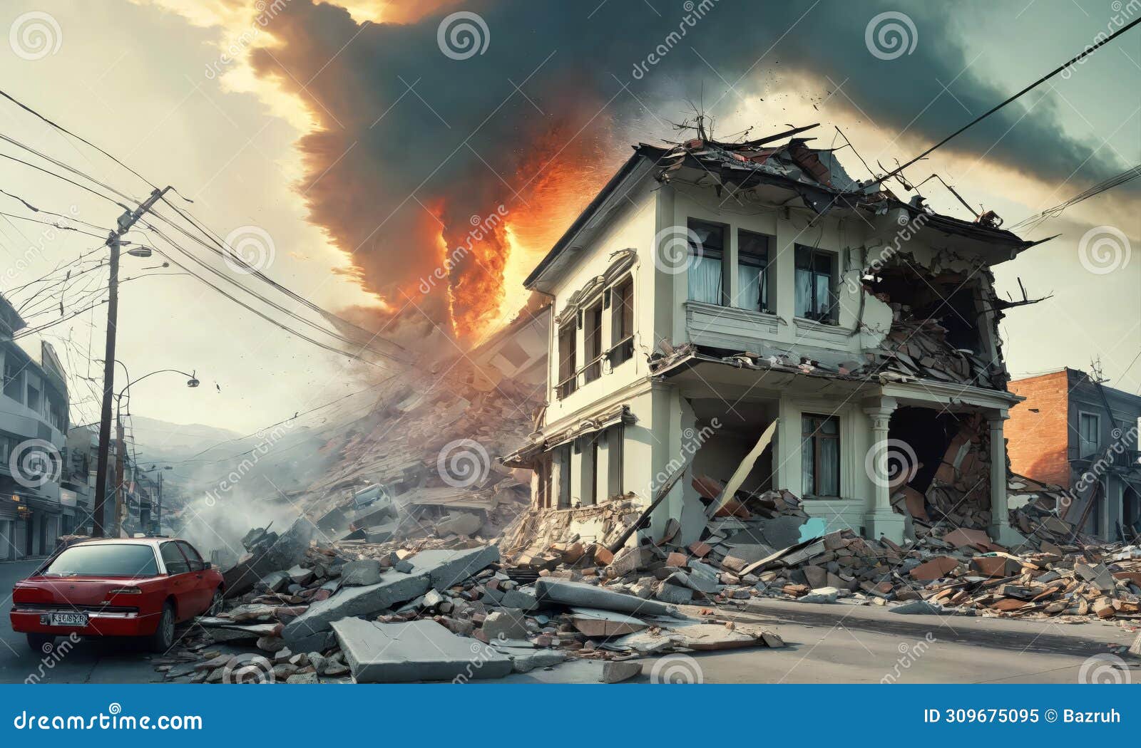 Consequences of a Powerful Earthquake in City Stock Illustration ...