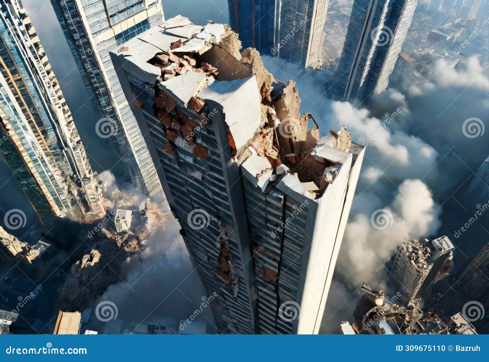 Consequences of a Powerful Earthquake in City Stock Illustration ...