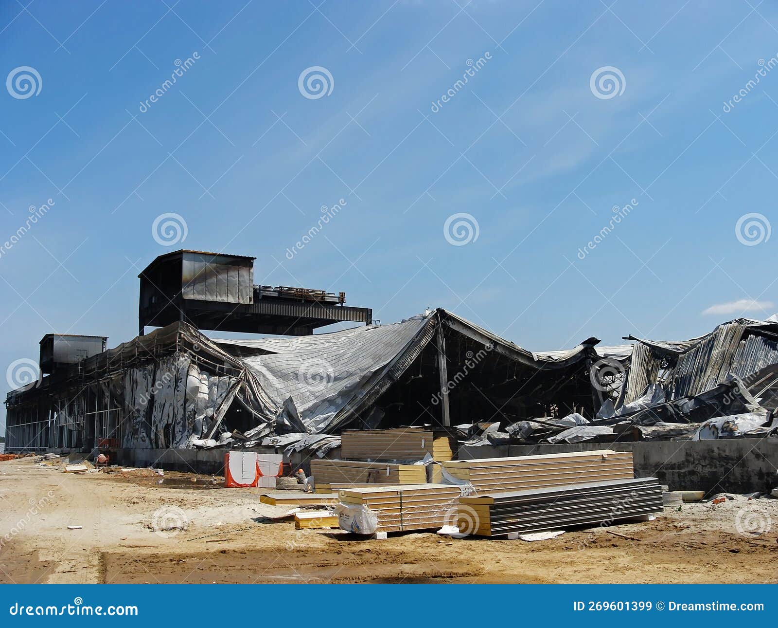 Consequences of a Warehouse Fire. the Metal Structure Building ...