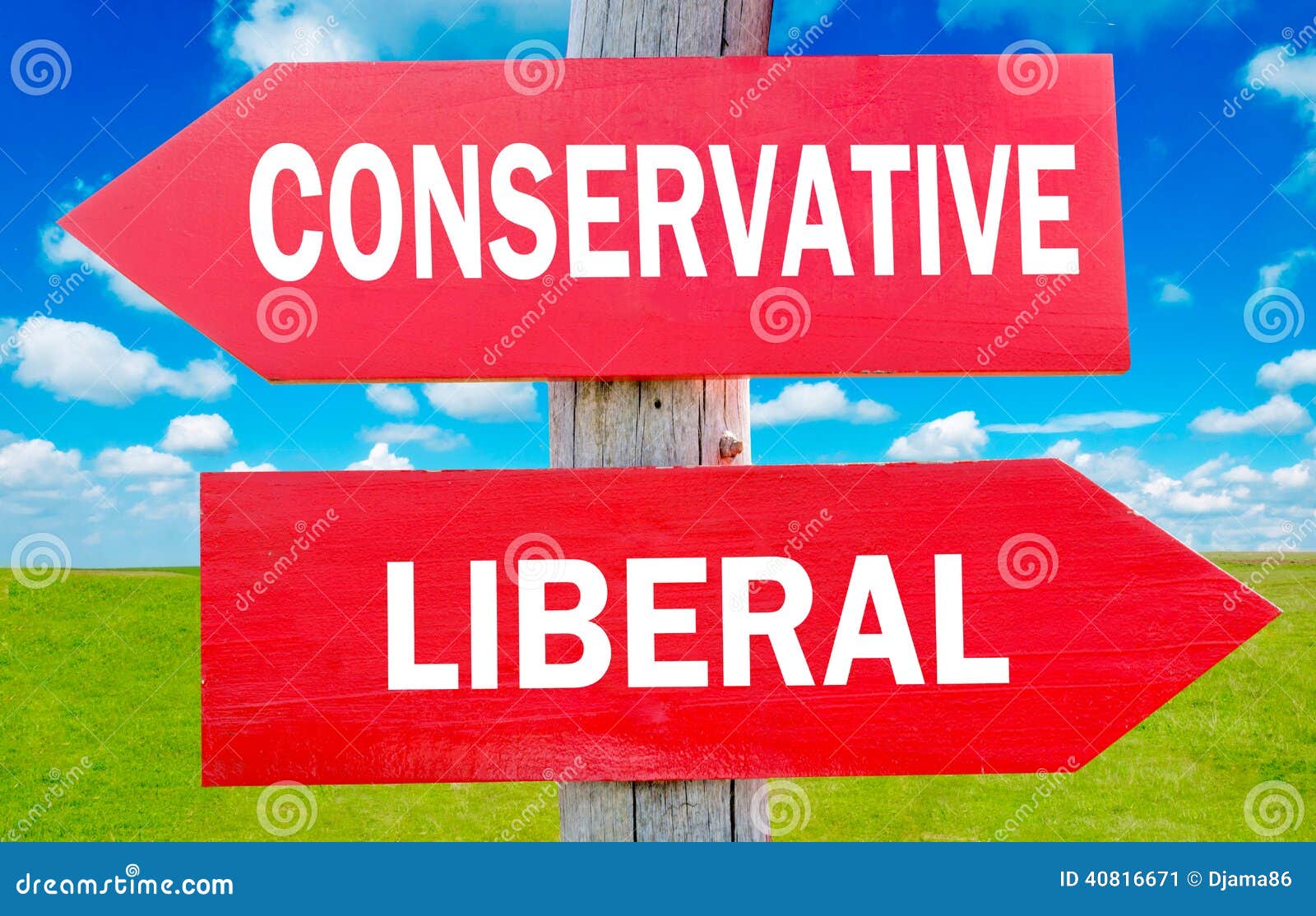 Conservatief of liberaal stock afbeelding. Image of uithangbord - 40816671