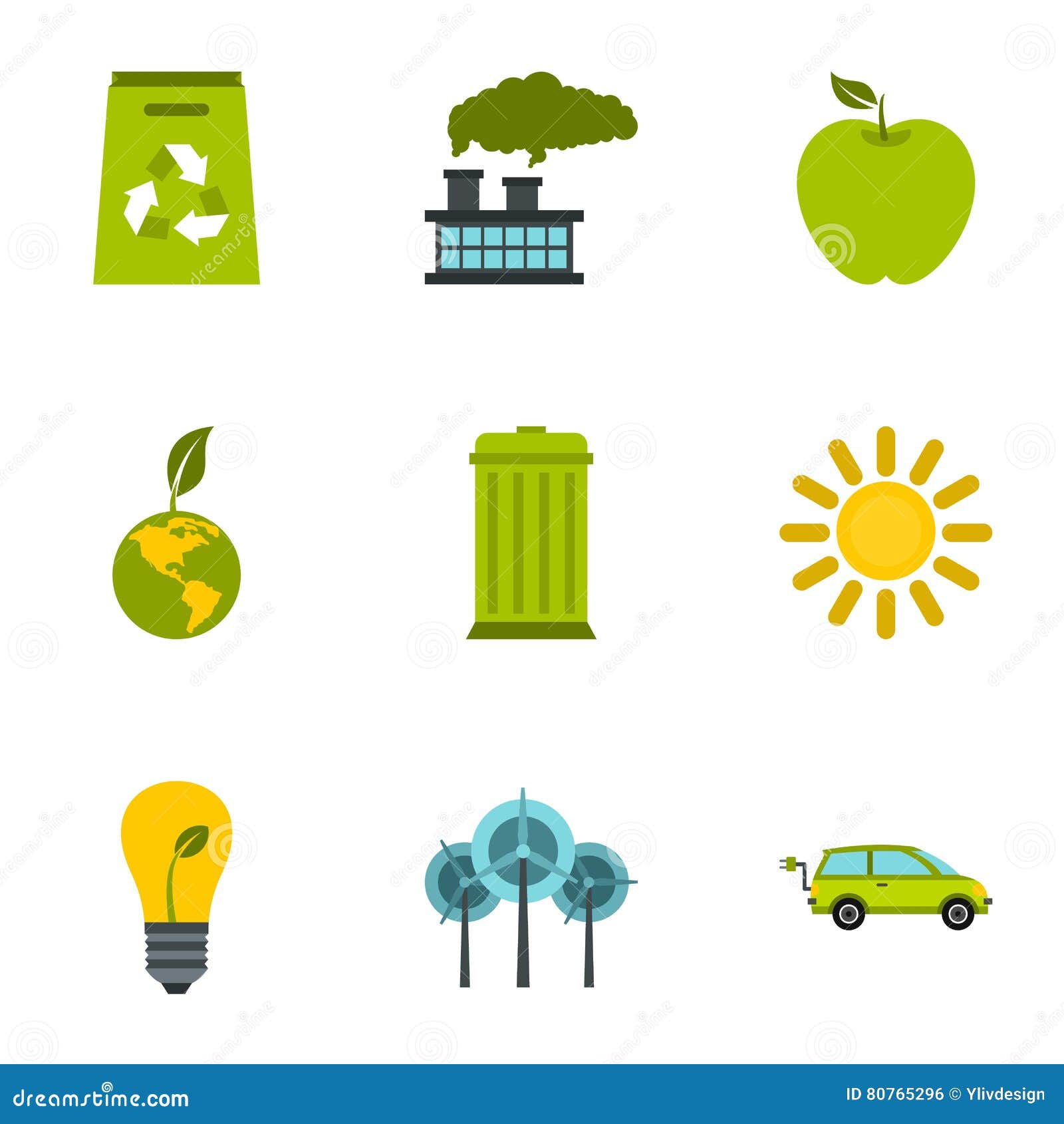 Conservation Icons Set, Flat Style Stock Vector - Illustration of ...