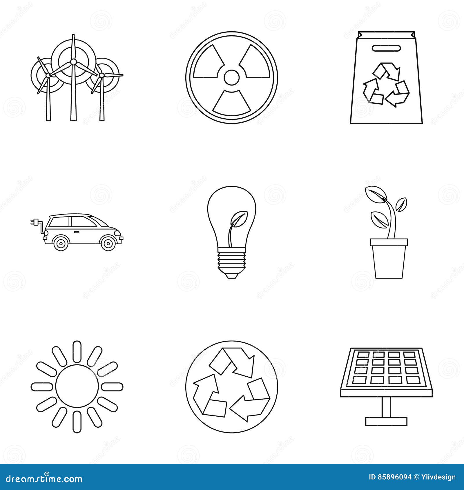Conservation Icons Set, Outline Style Stock Vector - Illustration of ...