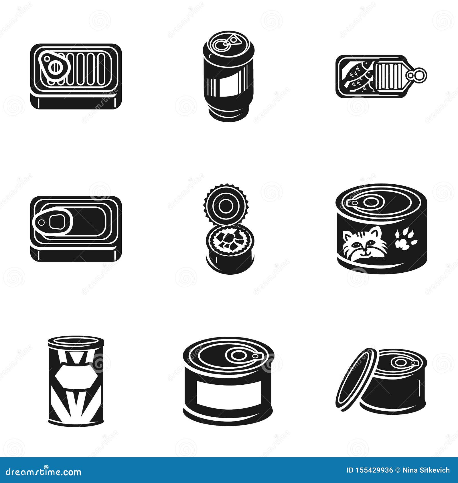 Conserve Tin Can Icon Set, Simple Style Vector Illustration ... Conserve Tin Can Icon Set, Simple Style Vector Illustration ...