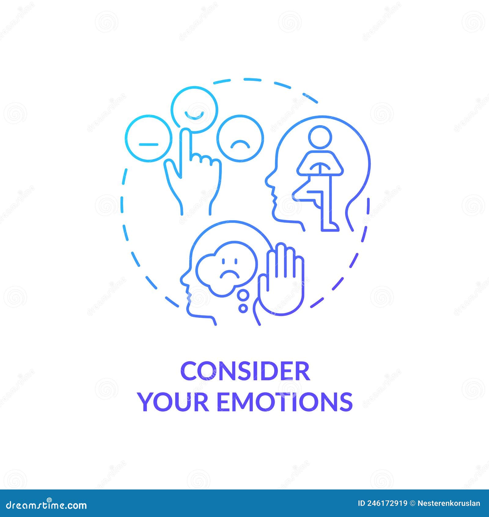 Consider Your Emotions Blue Gradient Concept Icon Stock Vector ...