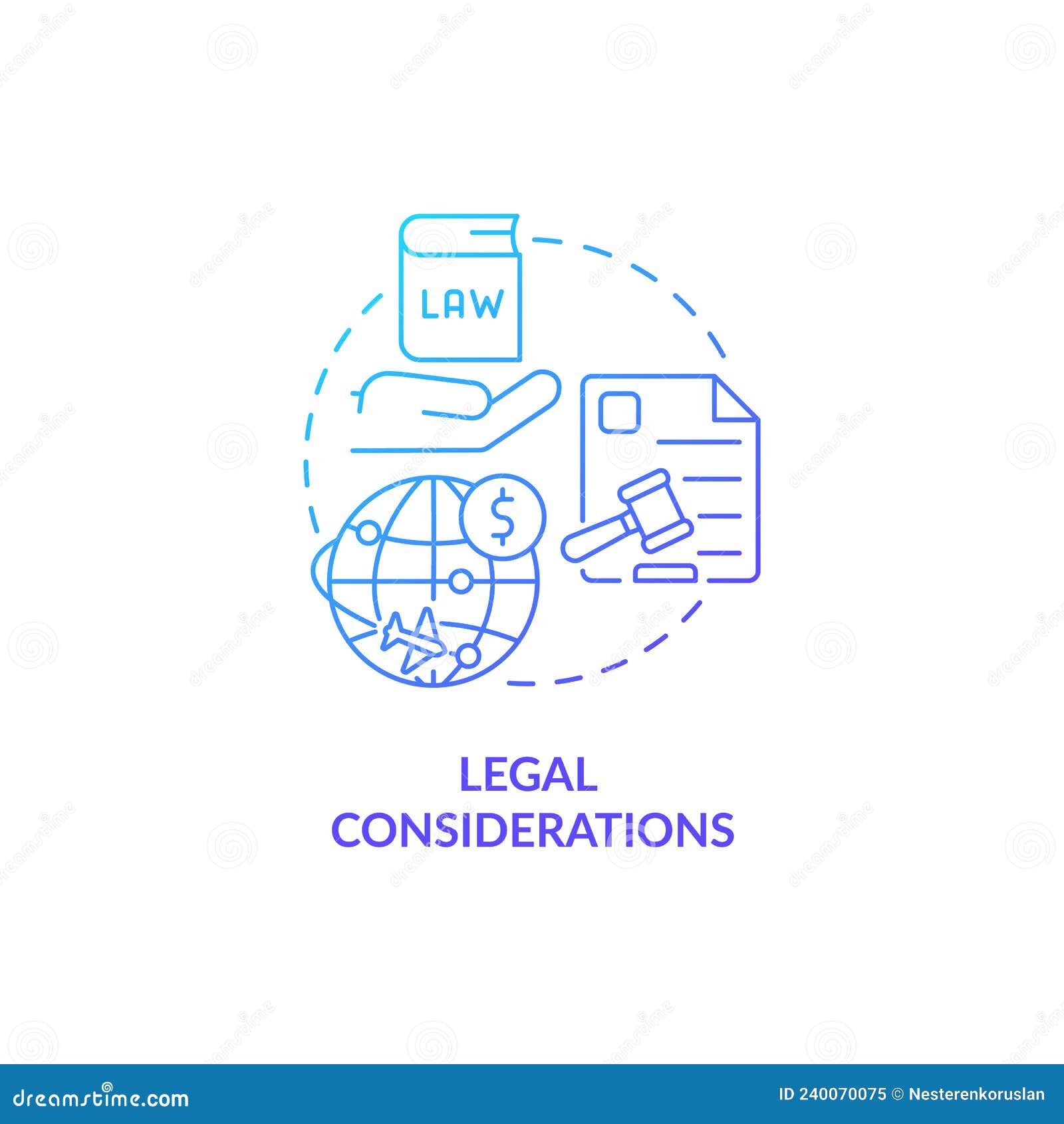Consideraciones Legales Icono De Concepto De Gradiente Azul Ilustración