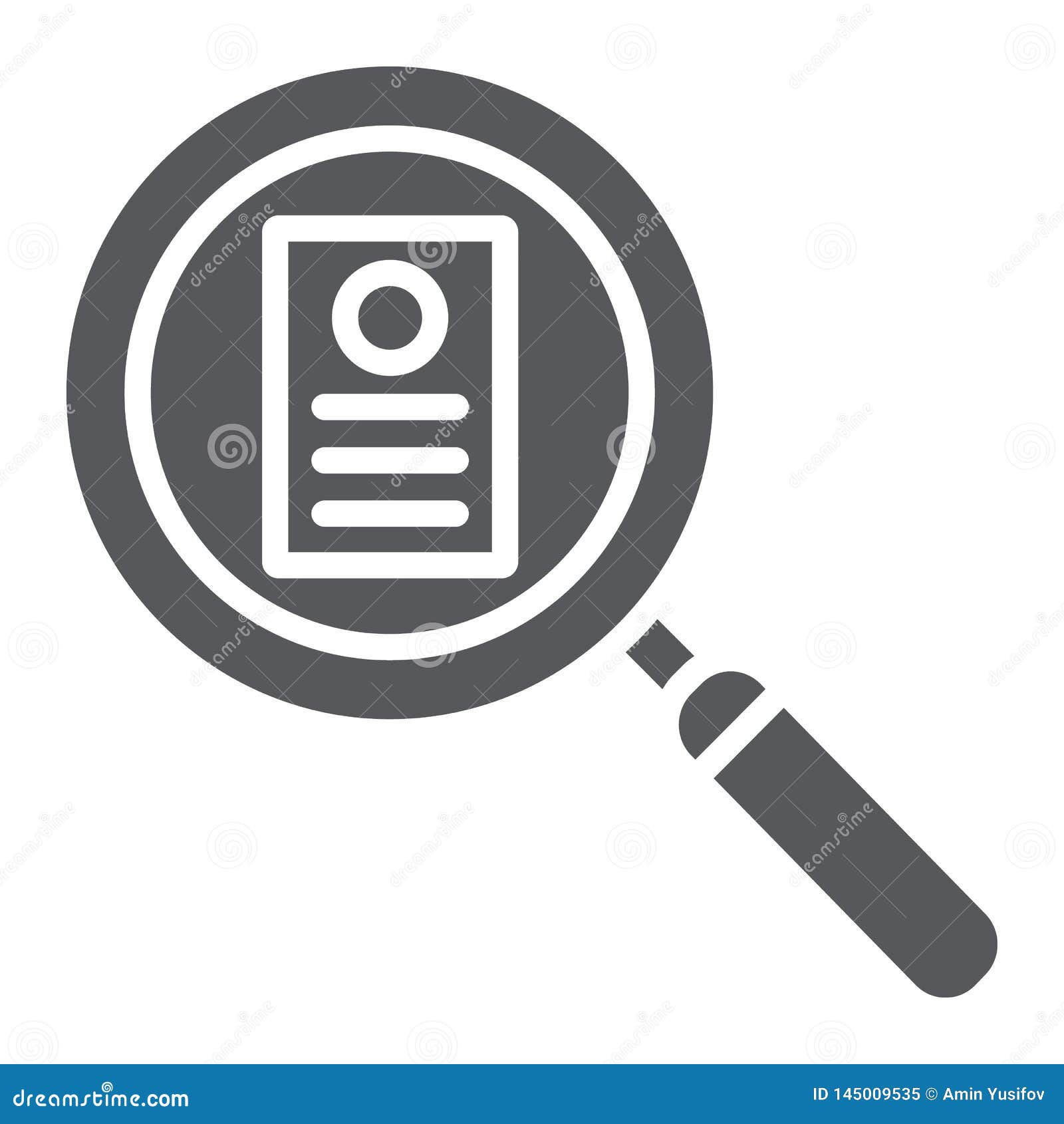 Consideration Glyph Icon, Work and Recruitment, Lens and Resume Sign ...