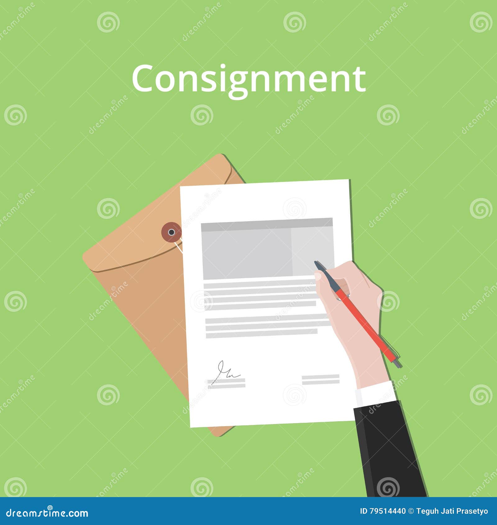 Consignment Illustration Concept a Business Man Hand Signing Paper ...