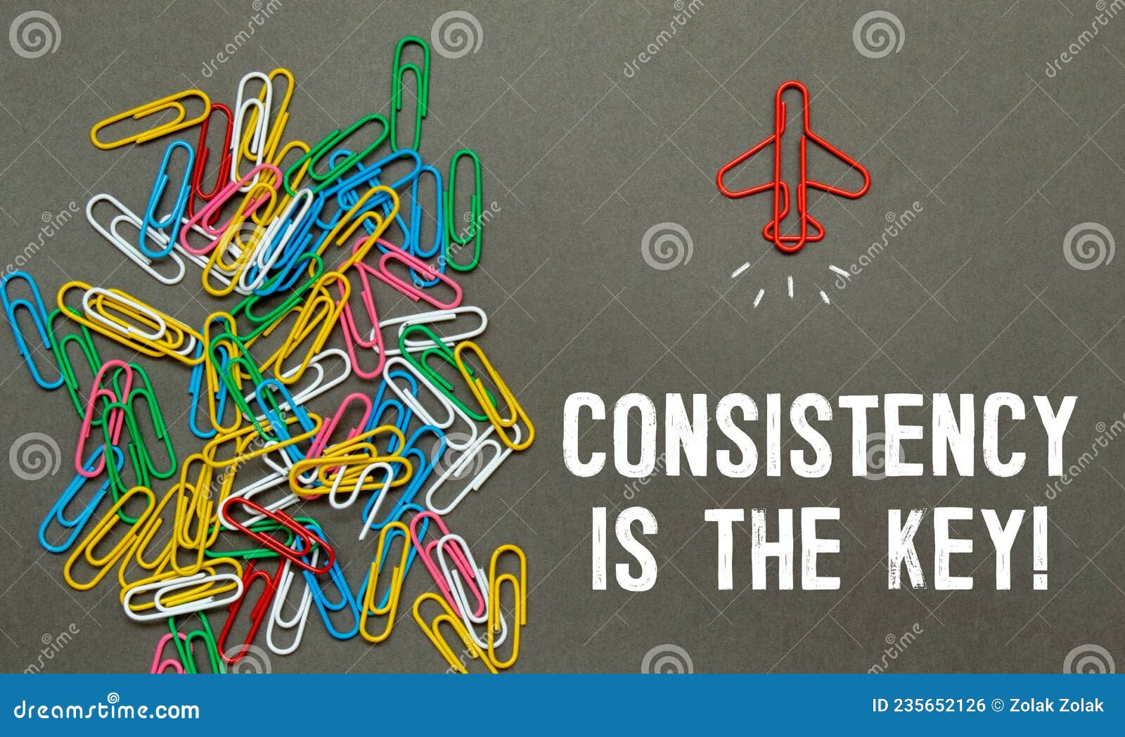 CONSISTENCY is the KEY, Text on White Paper on Gray Background Stock ...