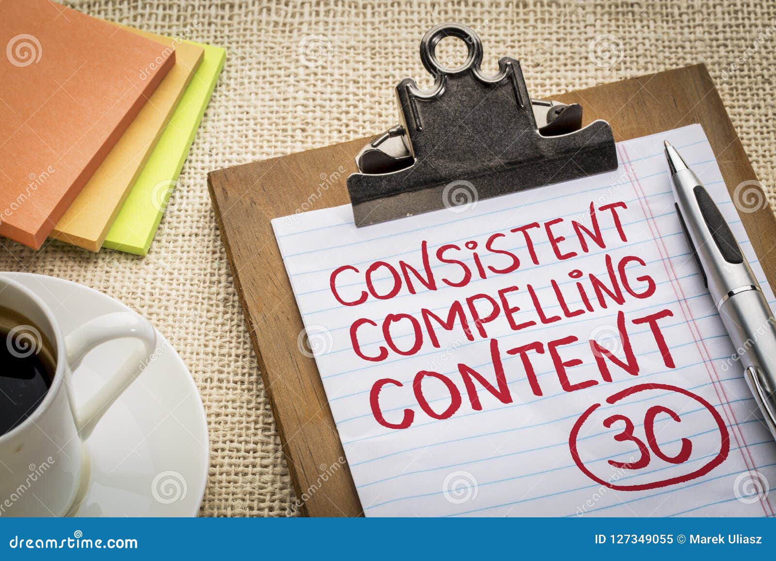 Consistent, Compelling Content on Clipboard Stock Image - Image of view ...