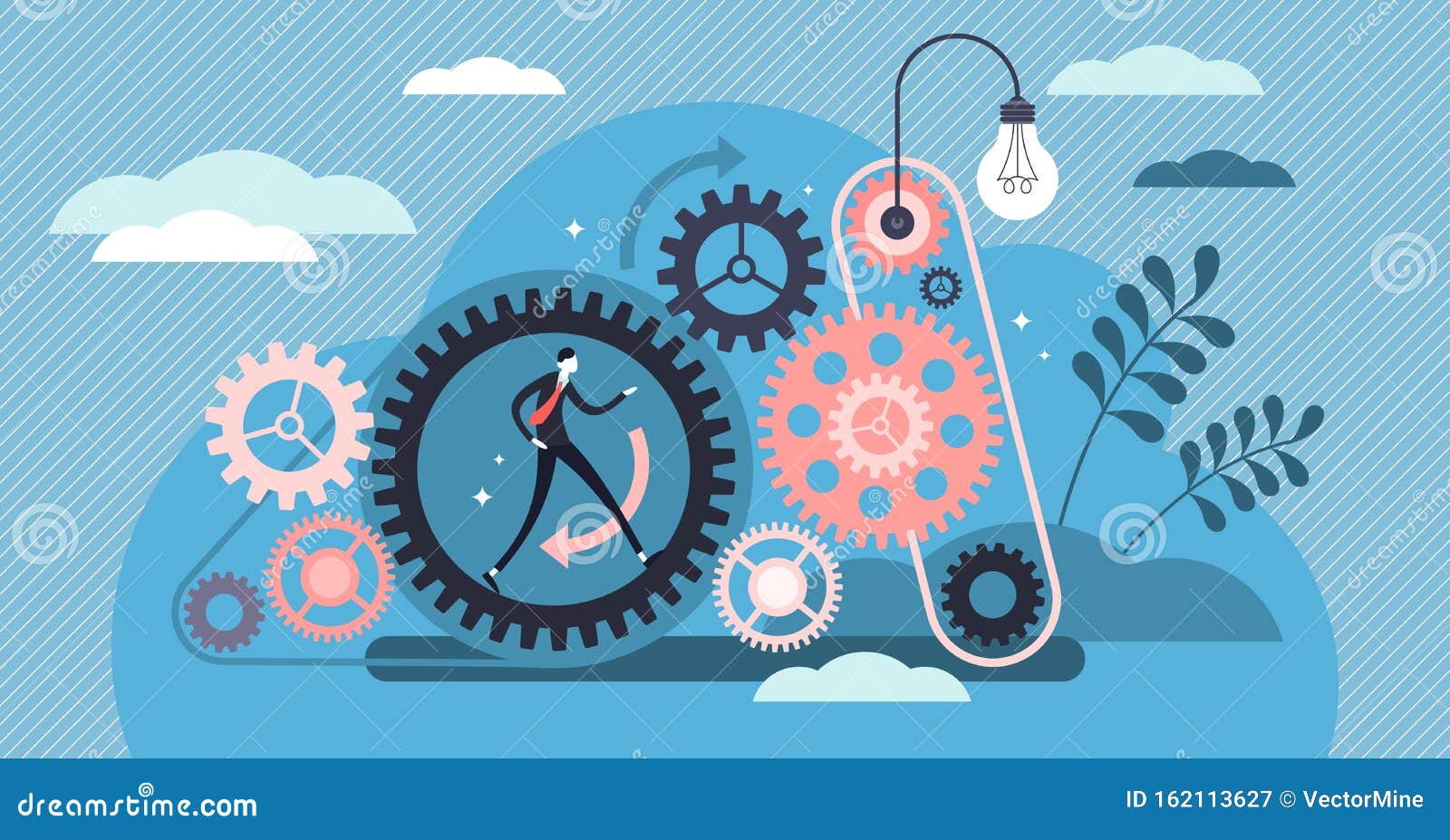 Consistent Work Vector Illustration. Tiny Effective Job Persons Concept ...