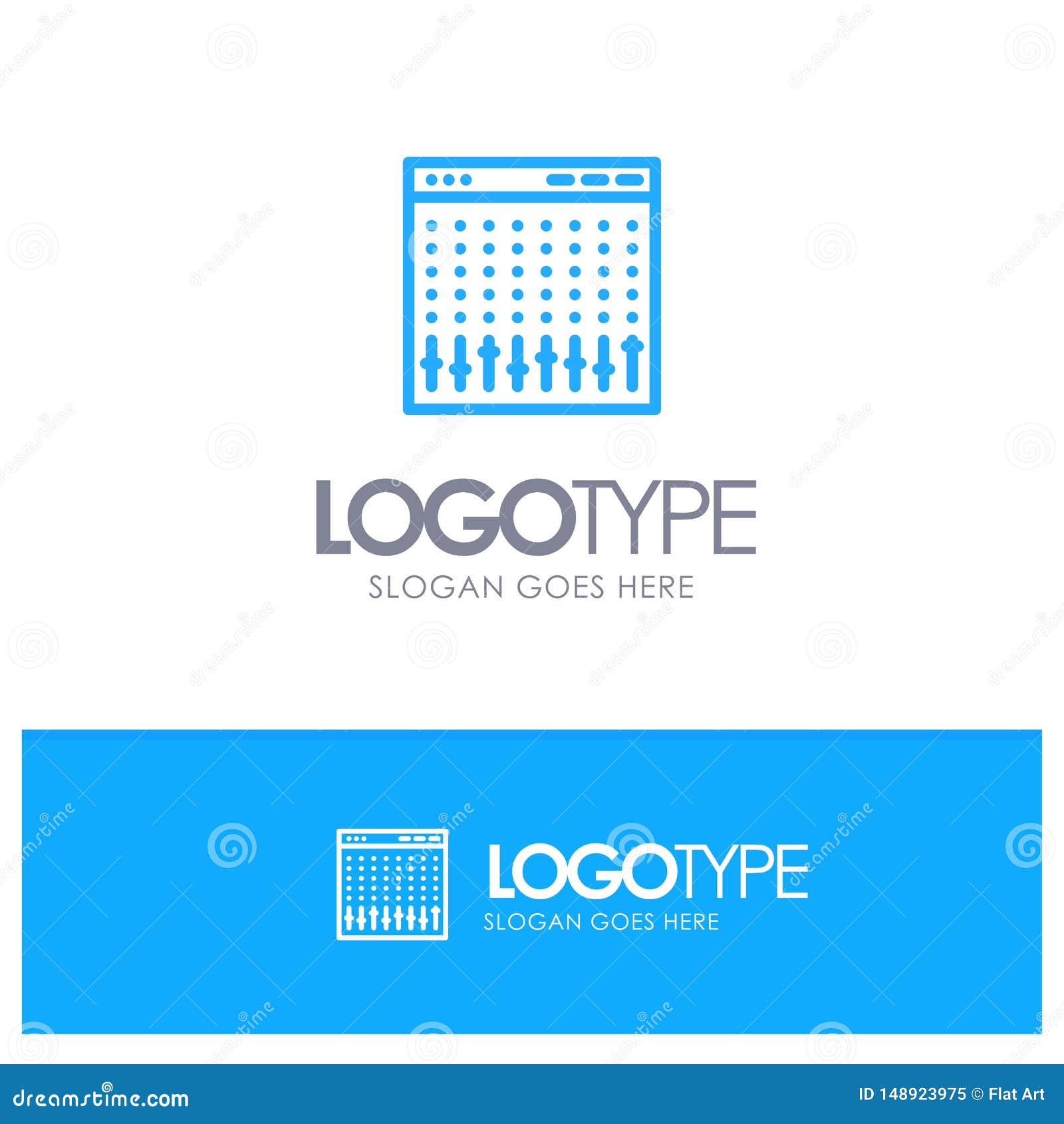 Console, Control, Controller, Hardware, Mixer Blue OutLine Logo with ...